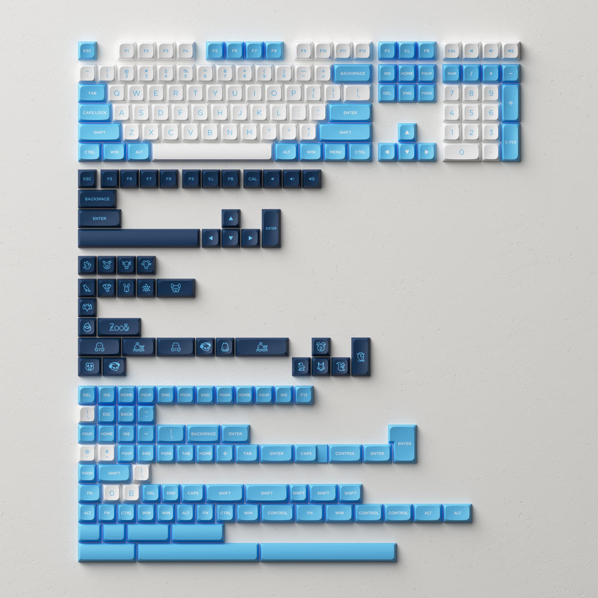 Akko Carolina Blue (UNC Blue) Keycap Set (MDA Profile) - StacksKB