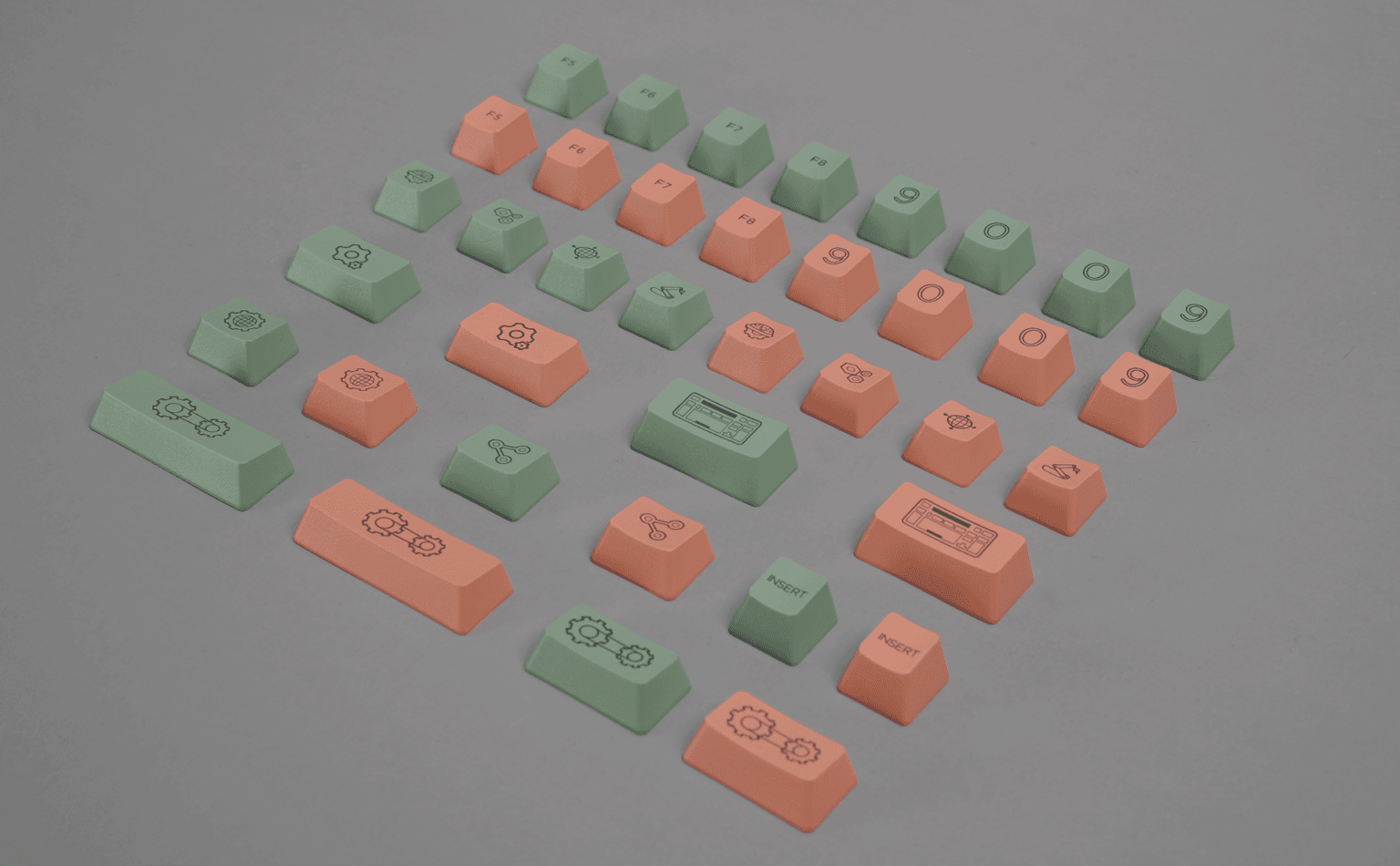 9009 Retro R2 OEM Profile Industrial Style Novelty Keycaps (38-Key ...