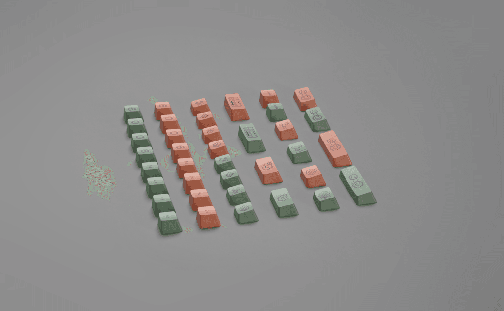 9009 Retro R2 OEM Profile Industrial Style Novelty Keycaps (38-Key ...