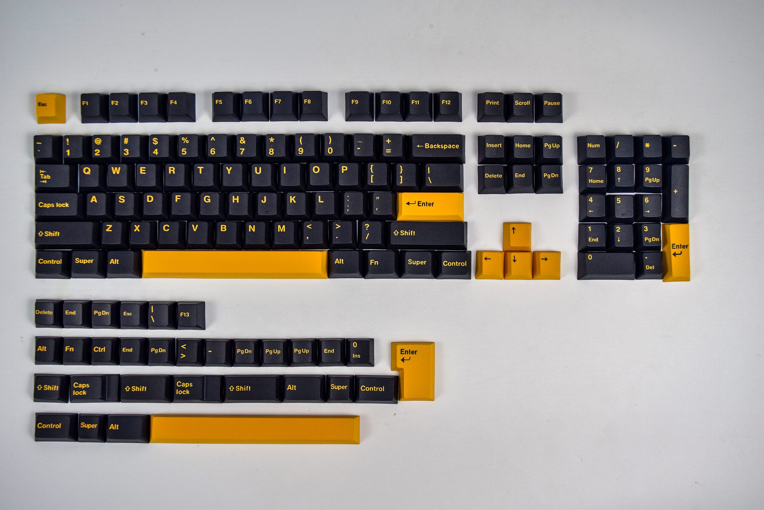 Black and Yellow Cherry Profile PBT Keycaps - StacksKB
