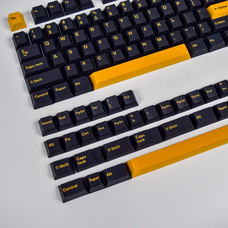 Aflion Black and Yellow Cherry Profile PBT Keycaps - StacksKB